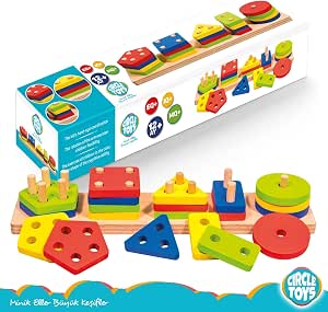 Amazon.com: Circle Toys Wooden Geometric Shapes Pack of 5 : Toys & Games