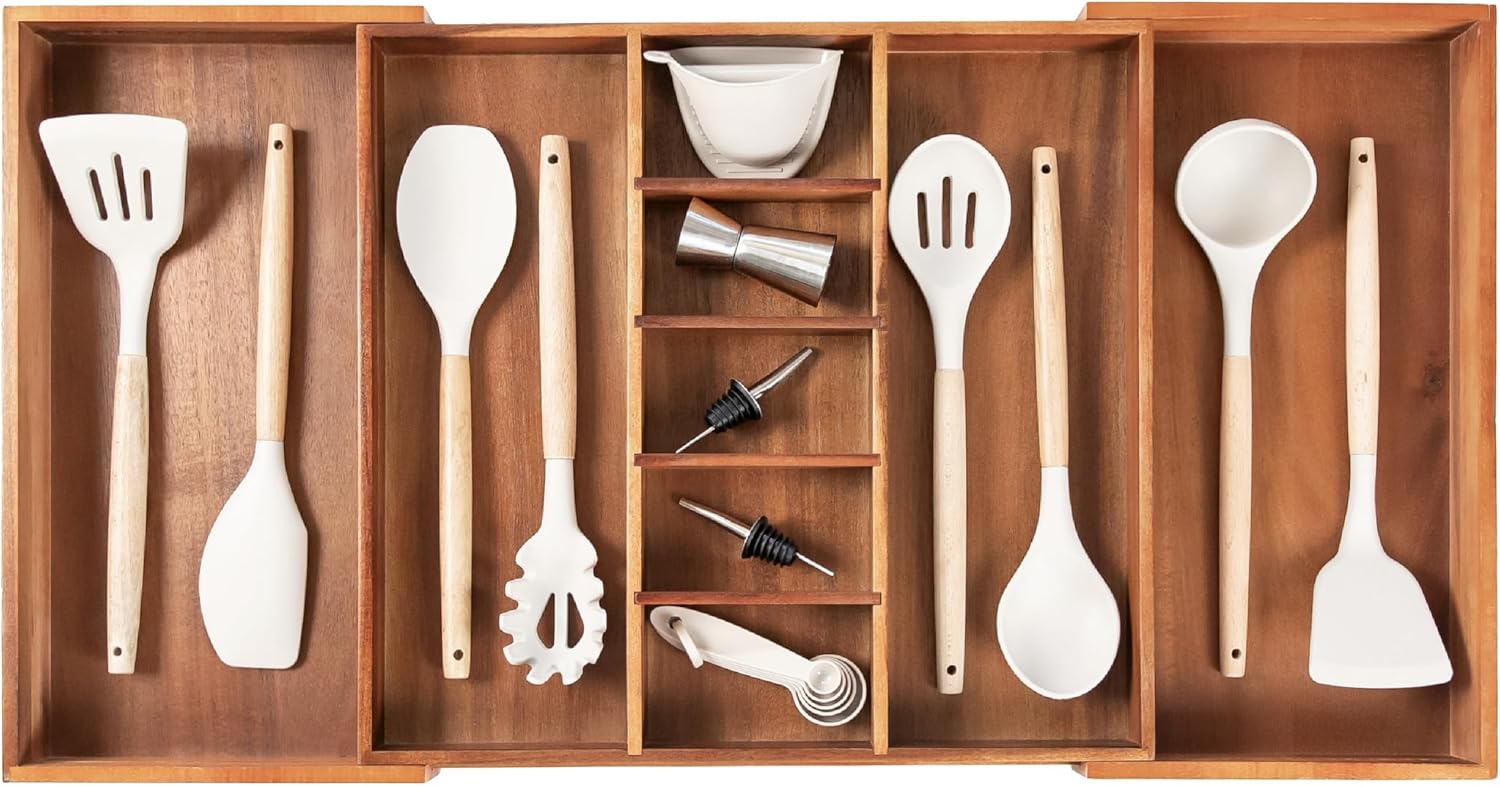 Amazon.com: KitchenEdge Adjustable Kitchen Drawer Organizer for ...