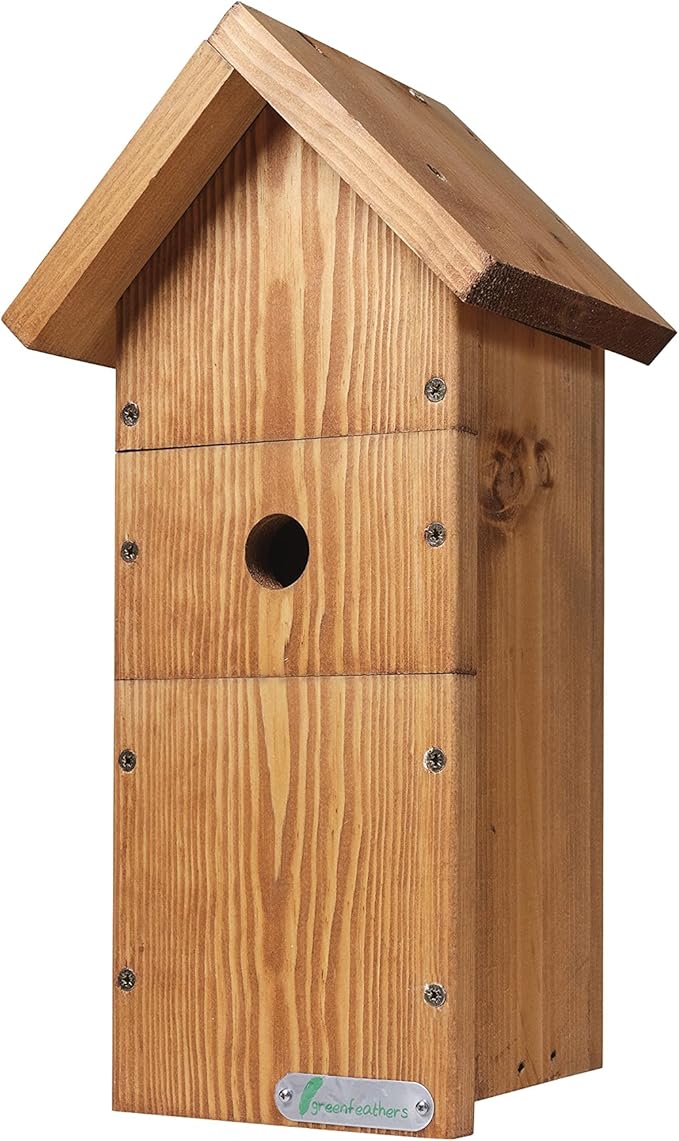 Green Feathers Large Wooden Deluxe Bird Box | Waterproof & Ventilated ...