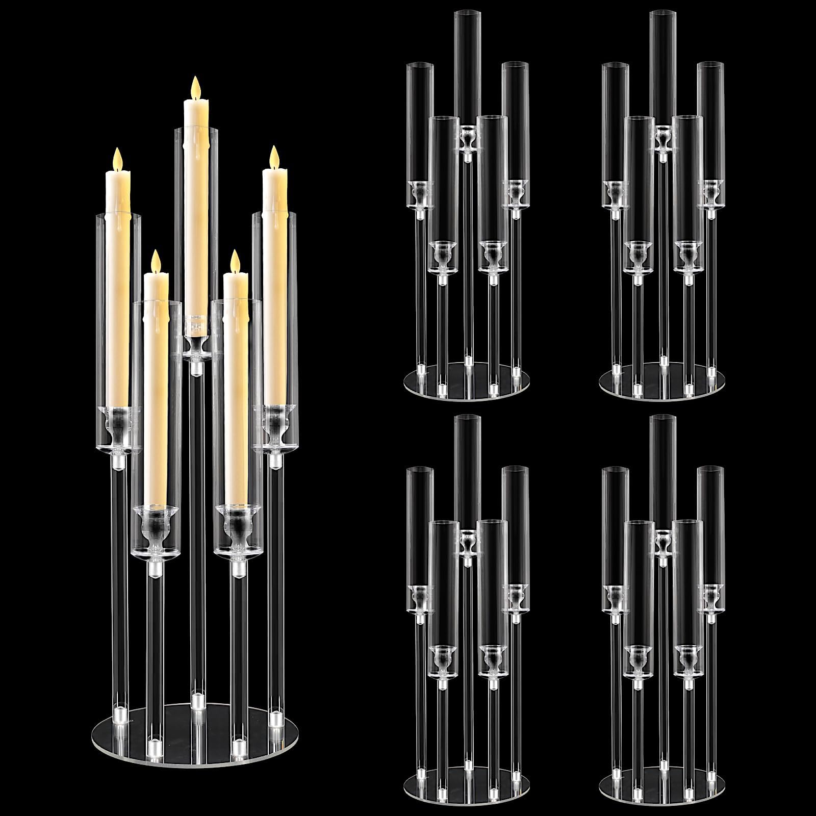 Amazon.com: Hushee 8 Pcs Acrylic Candelabra Centerpieces 5 Arm Clear ...