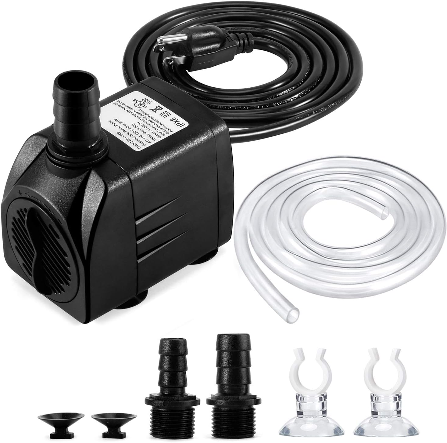 Amazon.com : CWKJ Fountain Pump, 400GPH(25W 1500L/H) Submersible Water ...
