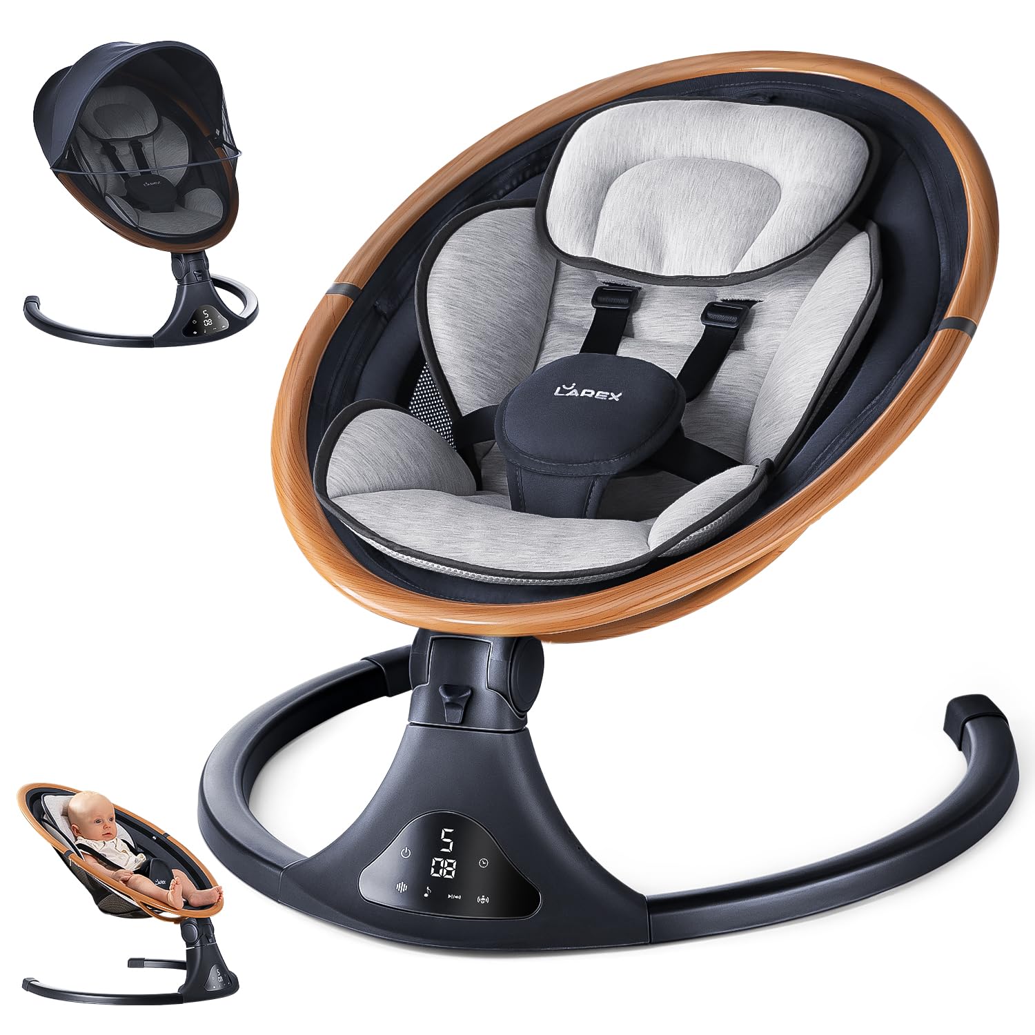 Amazon.com : LAREX Baby Swings to Toddler-Electric Infant Swing with ...