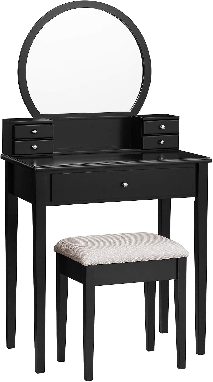 Amazon.com: VASAGLE Vanity Set Makeup Dressing Table with Mirror ...