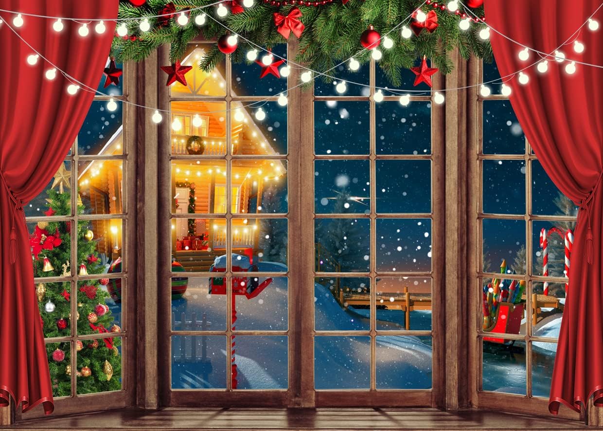 Amazon.com : Alltten Christmas Window Backdrop Christmas Backdrops for ...