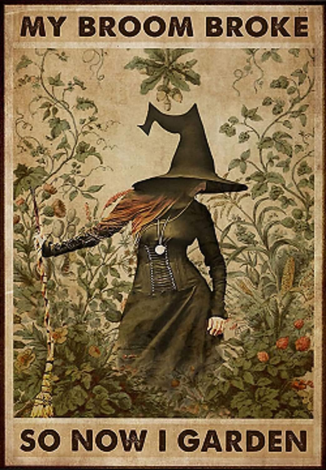 Amazon.com: EMOHAT Garden Sign Outdoor Witch My Broom Broke So Now I ...