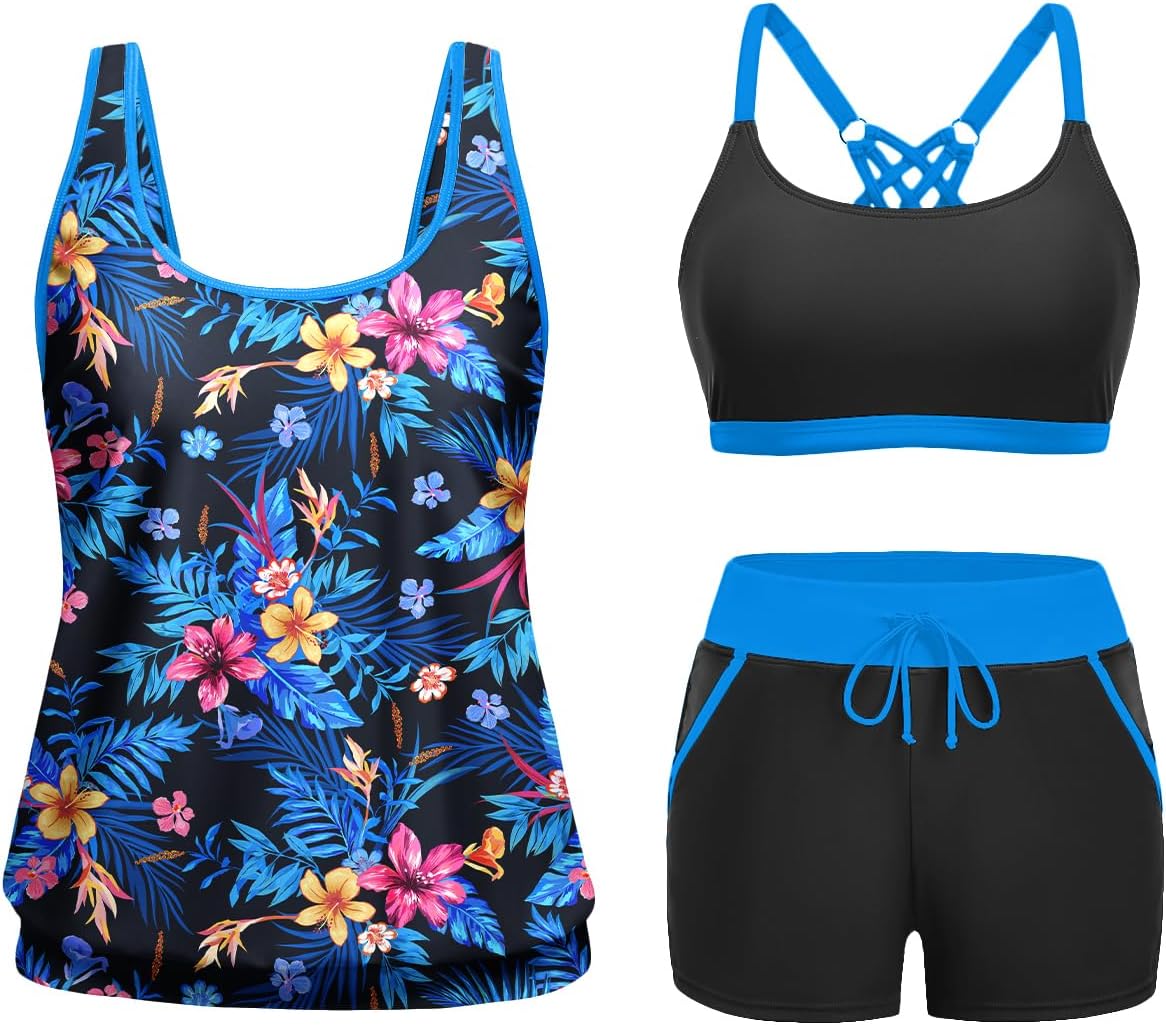Aqua Eve 3 Piece Tankini Swimsuits for Women - Bathing Suits with Boy ...