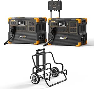 Amazon.com : PECRON Two E3600LFP Portable Power Station with 240V Double Voltage Hub Trolley Kit ...