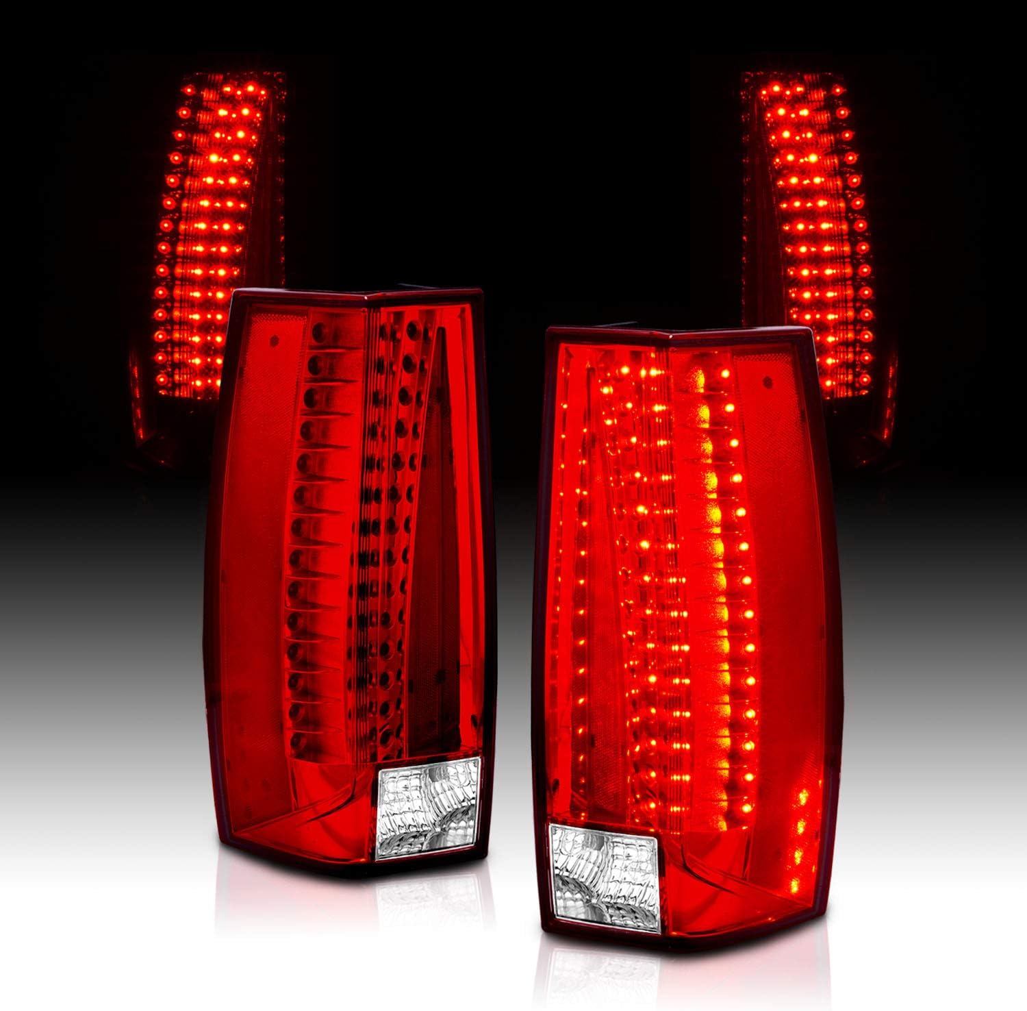 Amazon.com: AmeriLite Red/Clear LED Tail Lights G5 For Chevy Tahoe ...