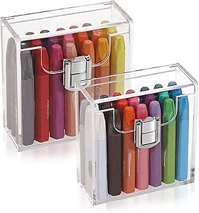 Amazon.com: BTSKY 2 PCS Clear Acrylic Crayon Boxes with Silver Latch ...