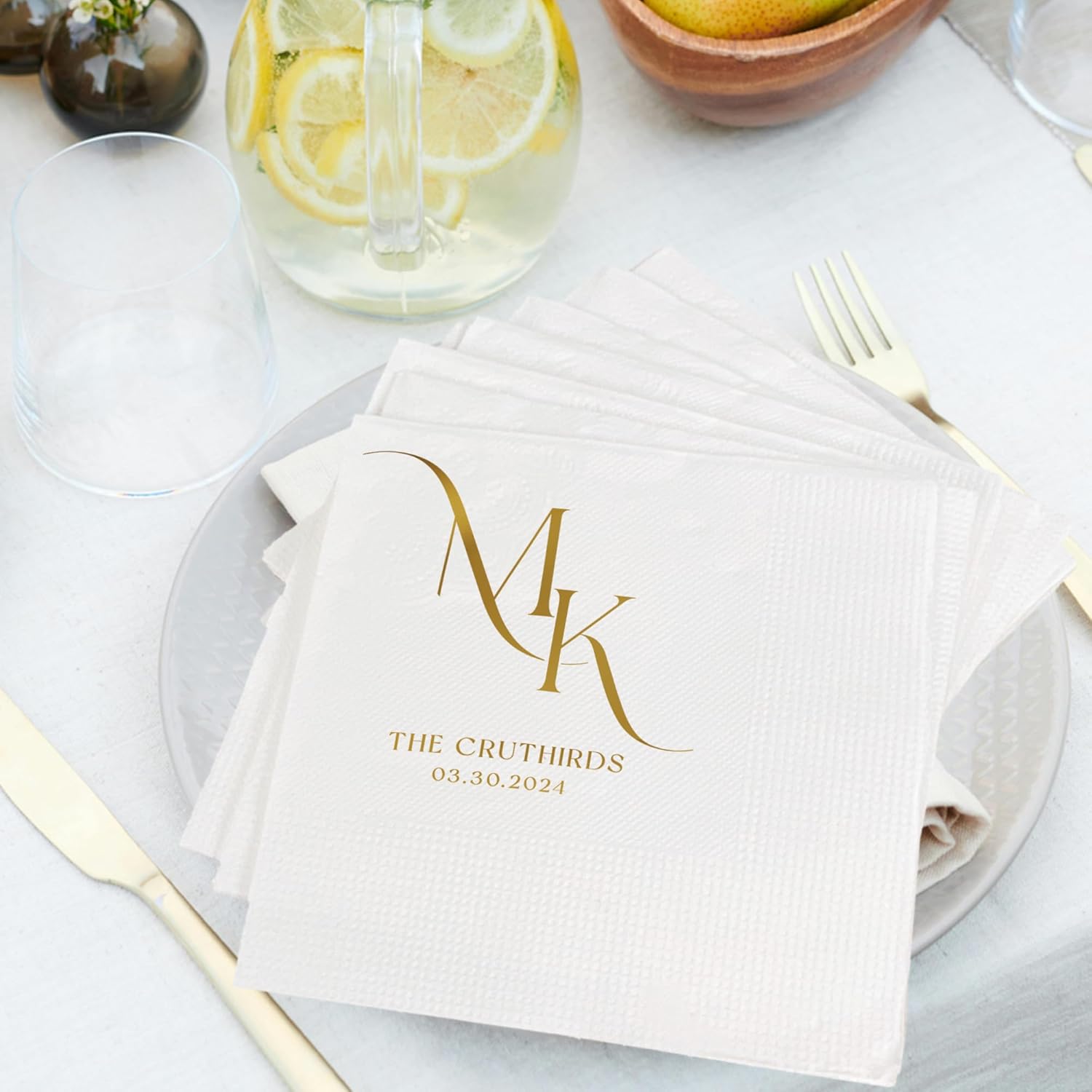 Amazon.com | GodLover Personalized Pack 50pcs Wedding Dinner Napkins ...