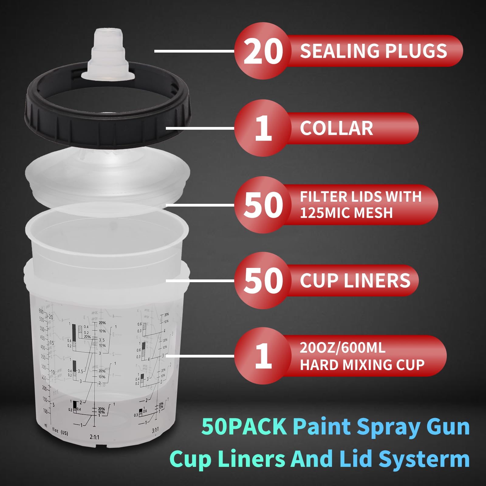 Snapklik.com : DAXINYANG Disposable Paint Mixing Cup For Automotive ...