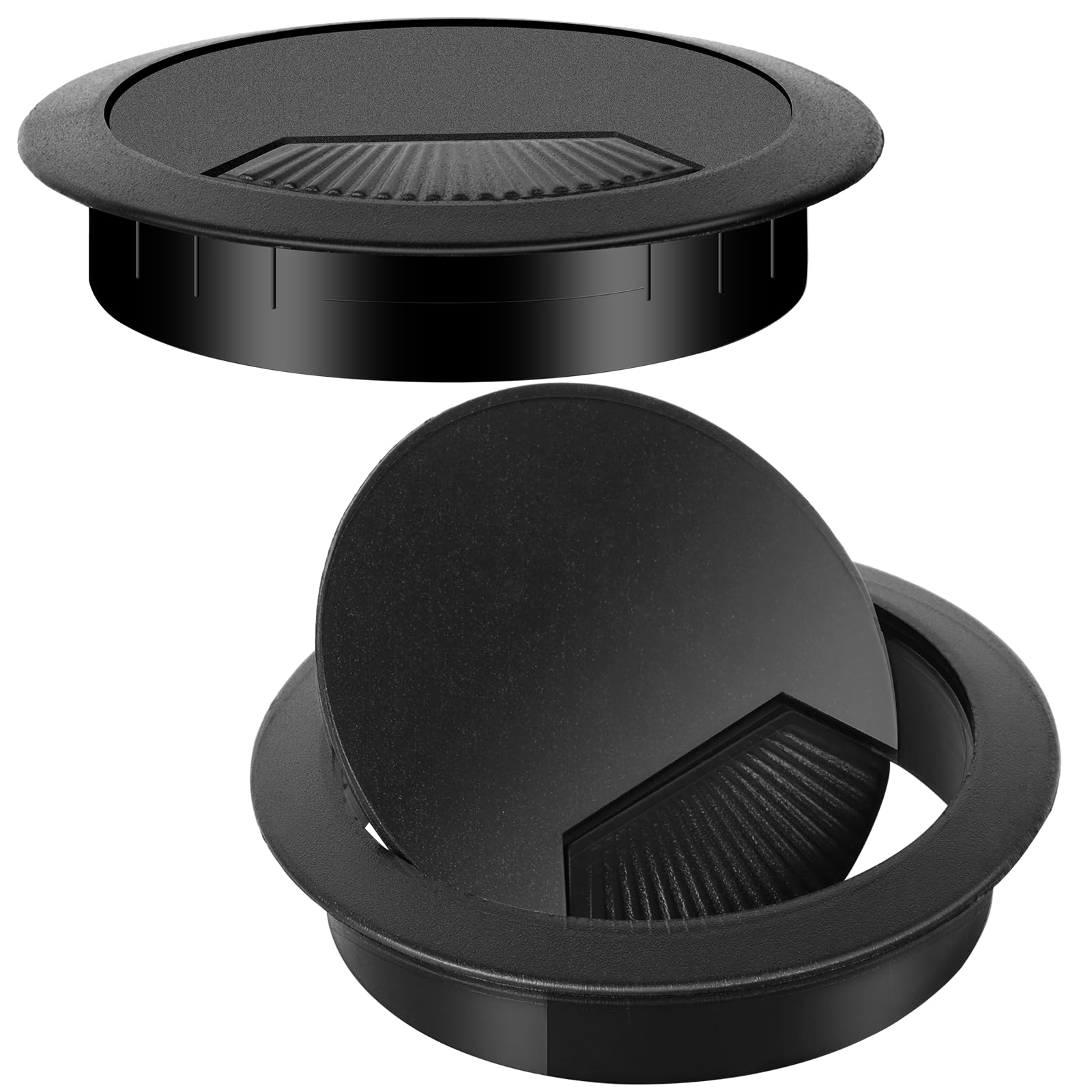 Dawenur 2 Pcs Desk Grommet 60mm Desk Cable Hole Black Plastic Worktop ...