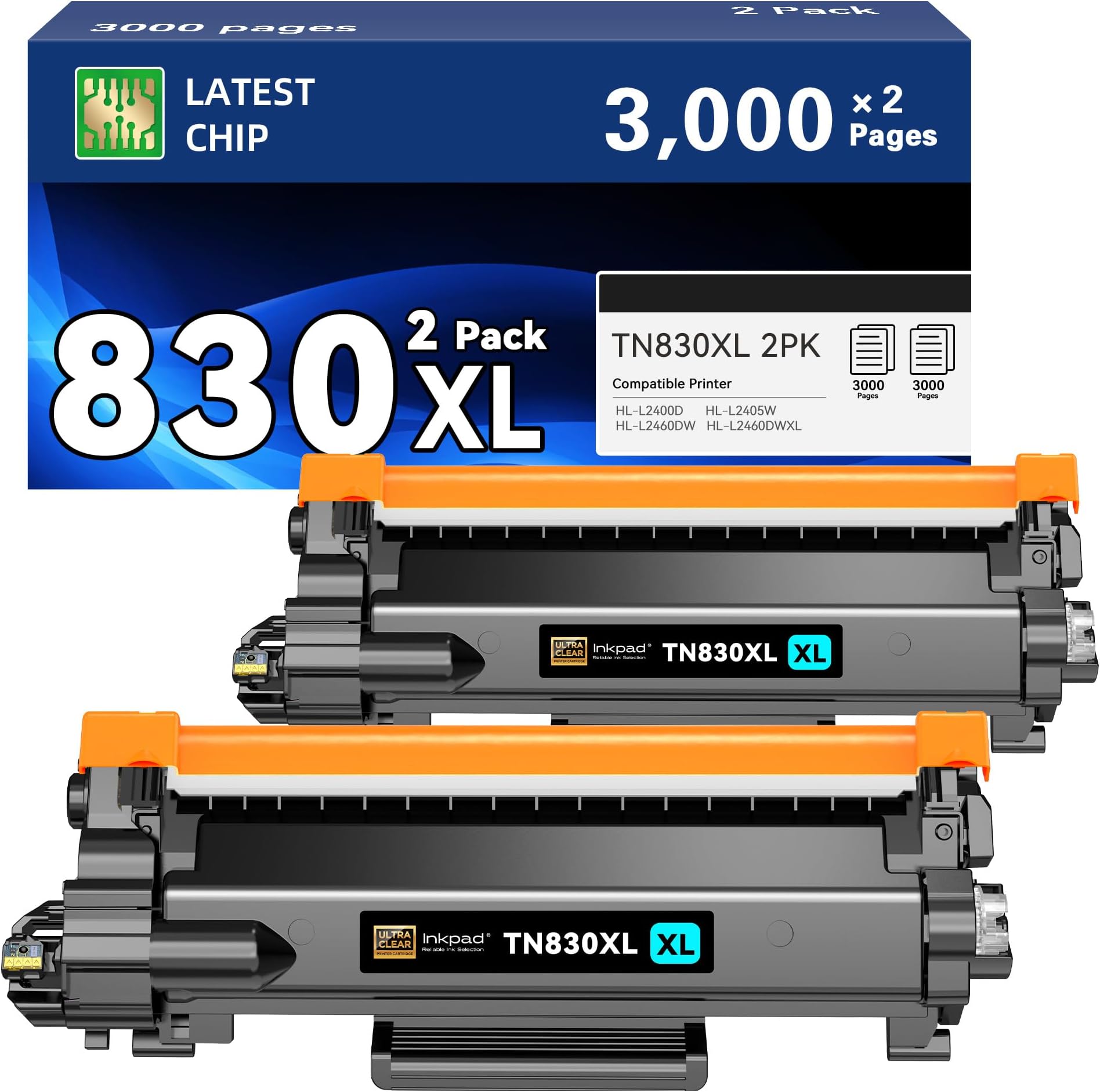 (with CHIP) TN830 TN830XL 830XL Toner Cartridges Replacement for ...