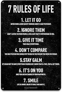 Amazon.com: BEKUGART 7 Rules of Life Motivational Wall Decor ...