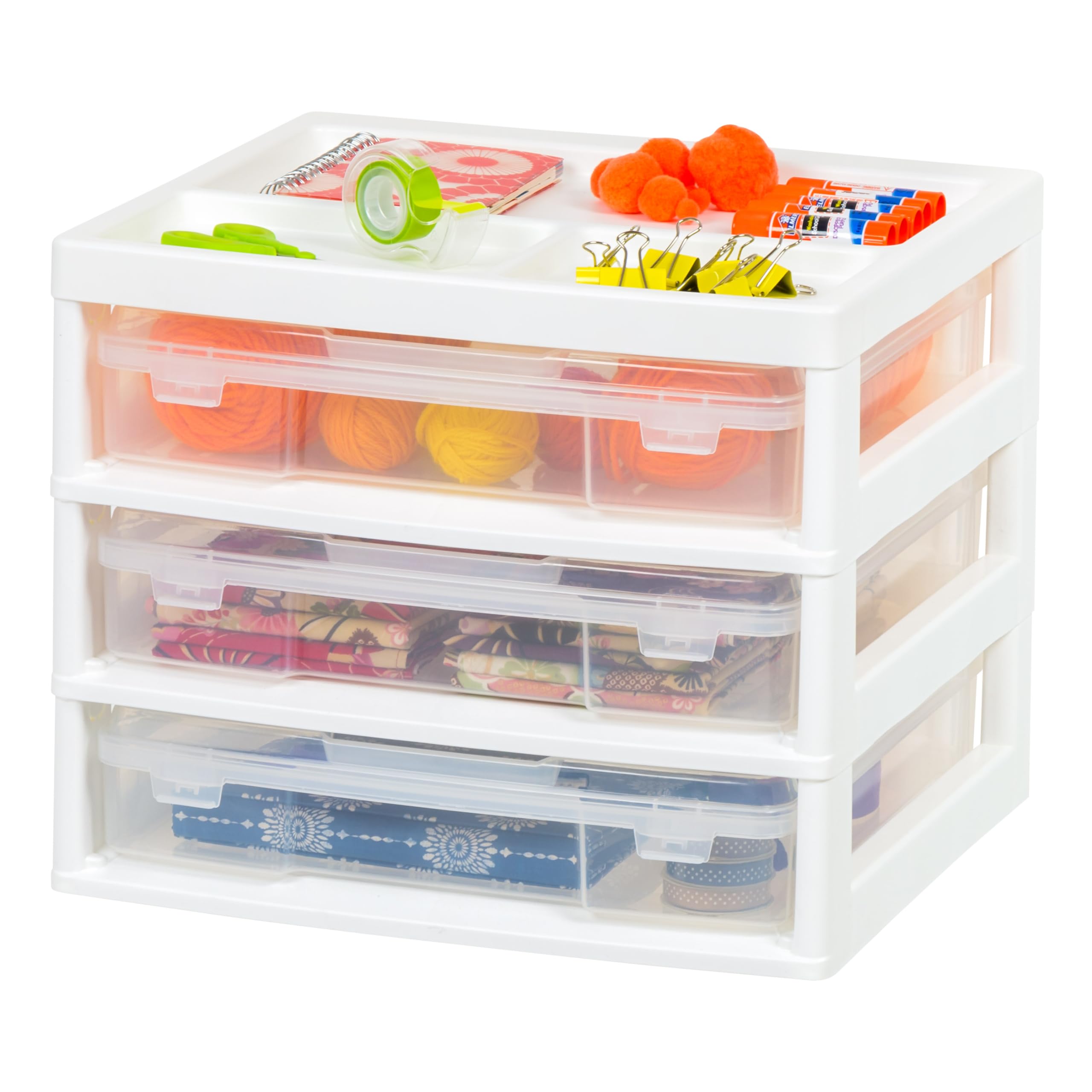 Amazon.com: IRIS USA 3-Tier Scrapbook Storage Unit with Organizer Top ...