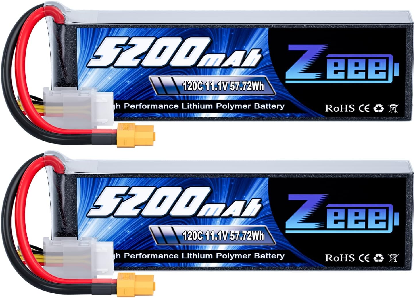 Amazon.com: Zeee 3S Lipo Battery 5200mAh 120C 11.1V RC Soft Pack ...