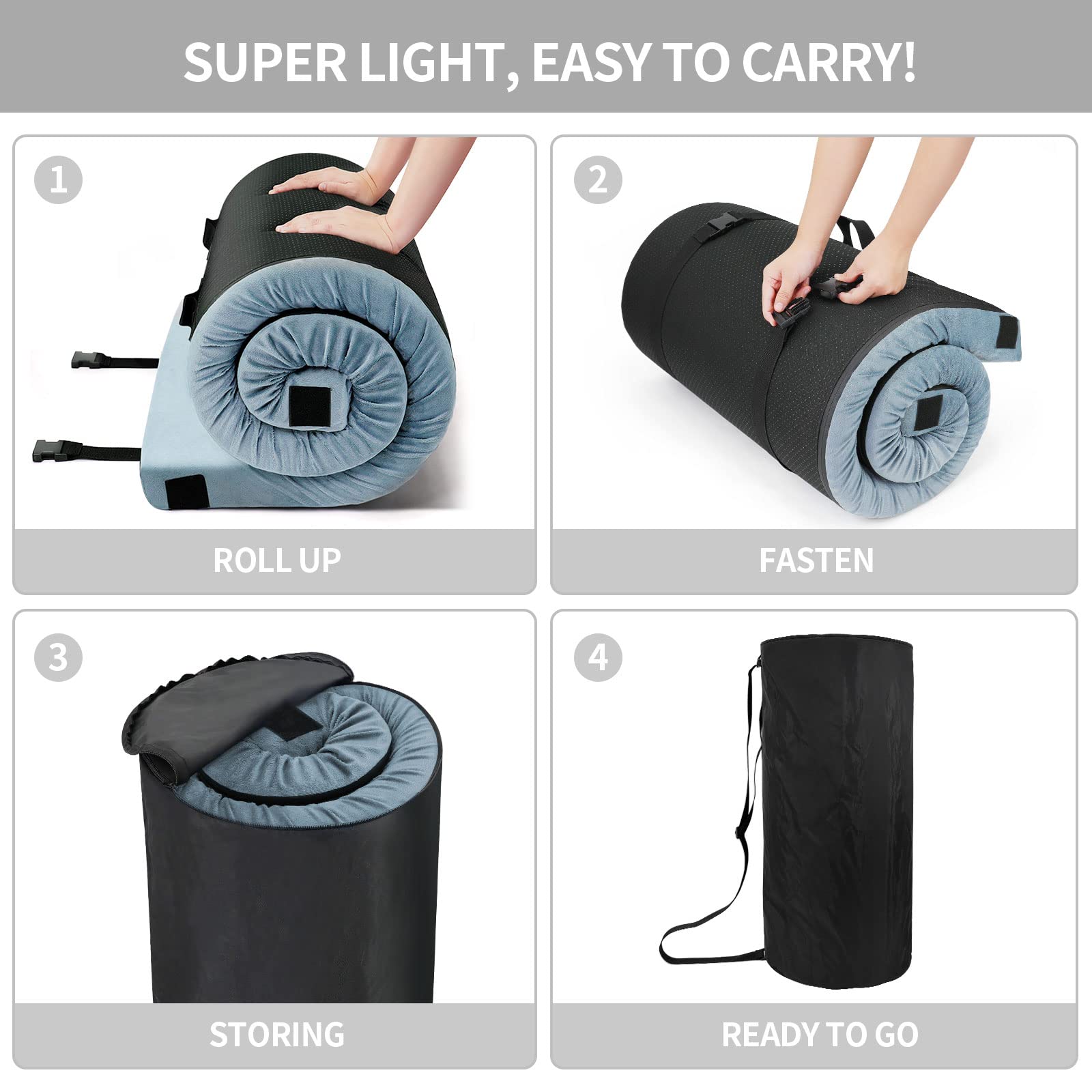 Snapklik.com : Memory Foam Camping Mattress Pad, Portable Sleeping Pad ...