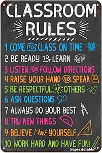Amazon.com: Classroom Rules Funny Metal Signs Vintage Wall Decor for ...