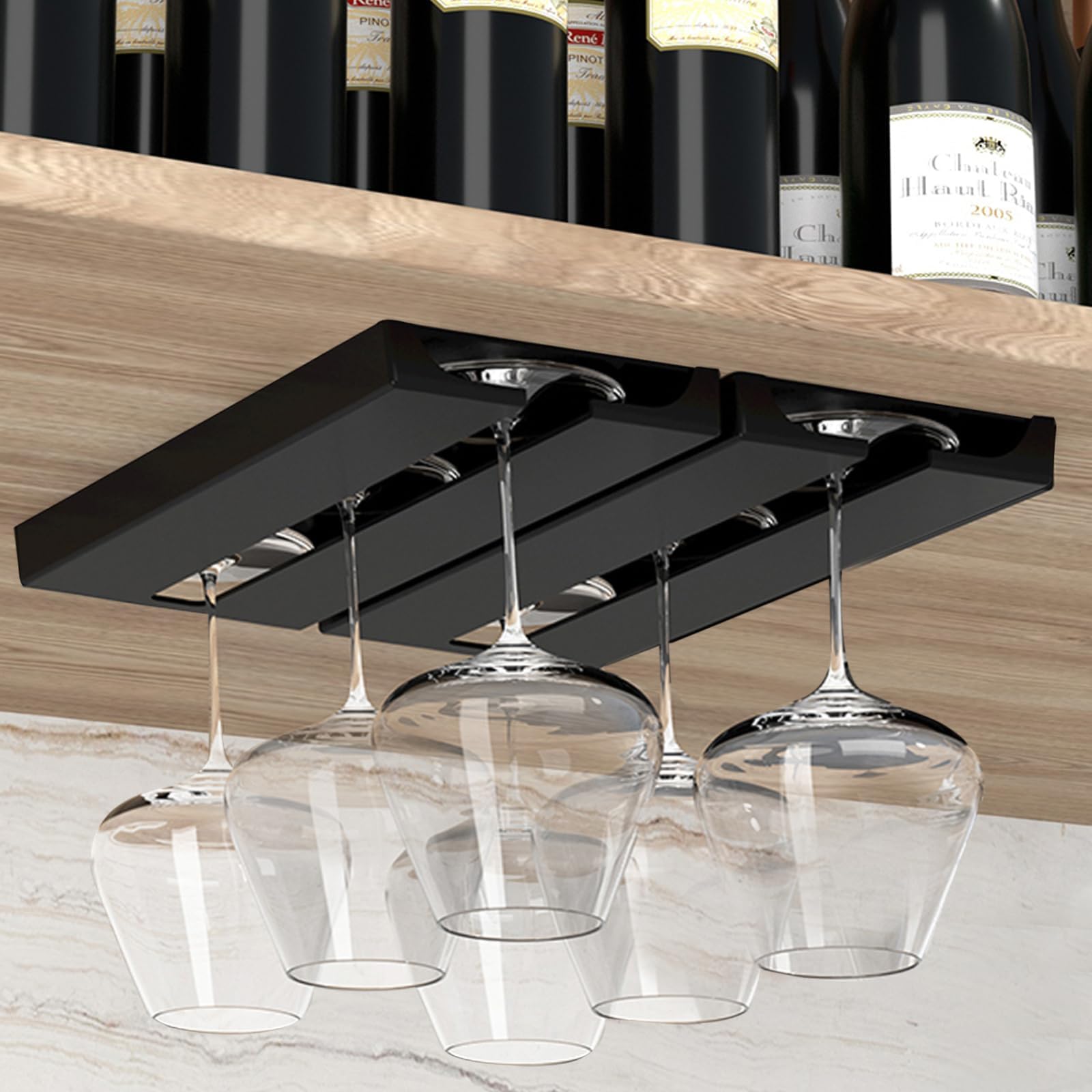 Dianoo 18cm Black Wine Glass Rack Under Cabinet, Hanging Stemware ...