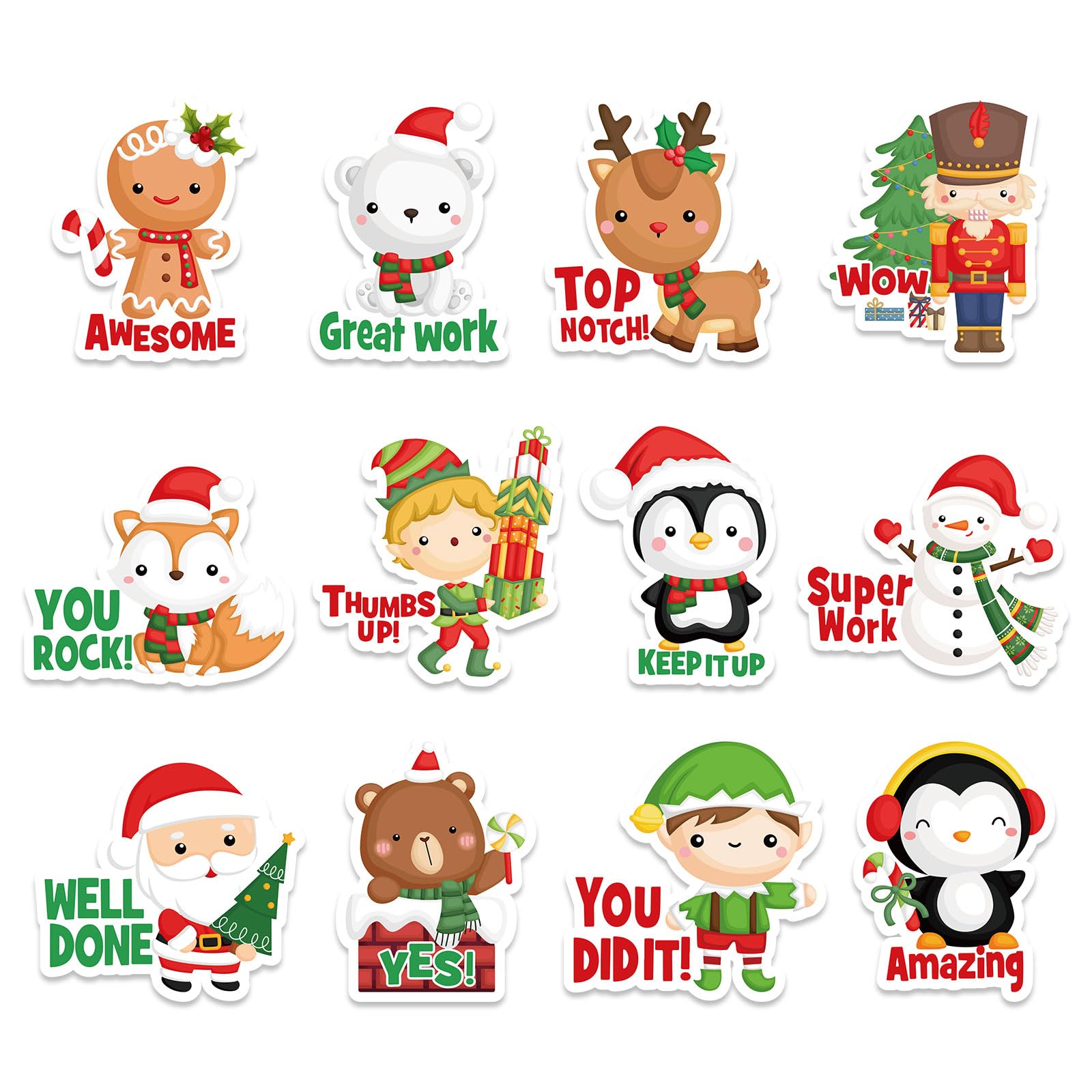 Amazon.com: Whaline 360Pcs Christmas Stickers Teacher Reward Stickers ...