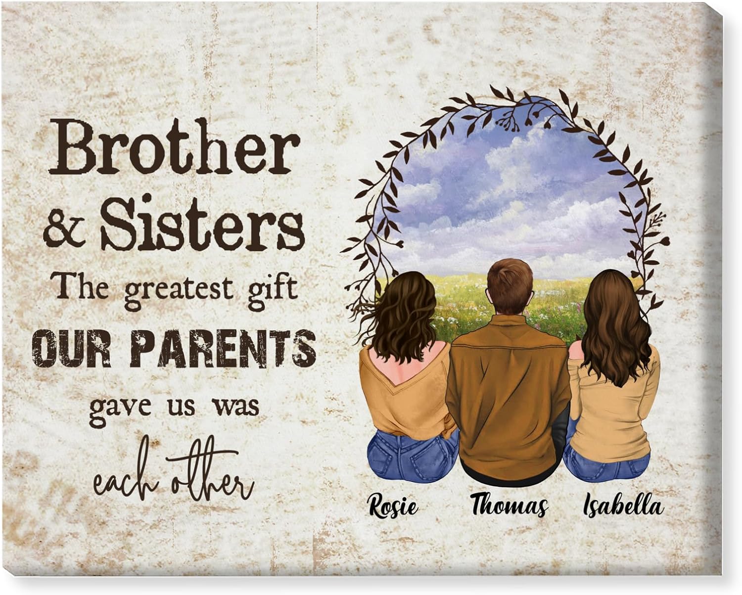 Amazon.com: GOSSBY Personalized Custom Canvas (Brother And 2 Sisters ...