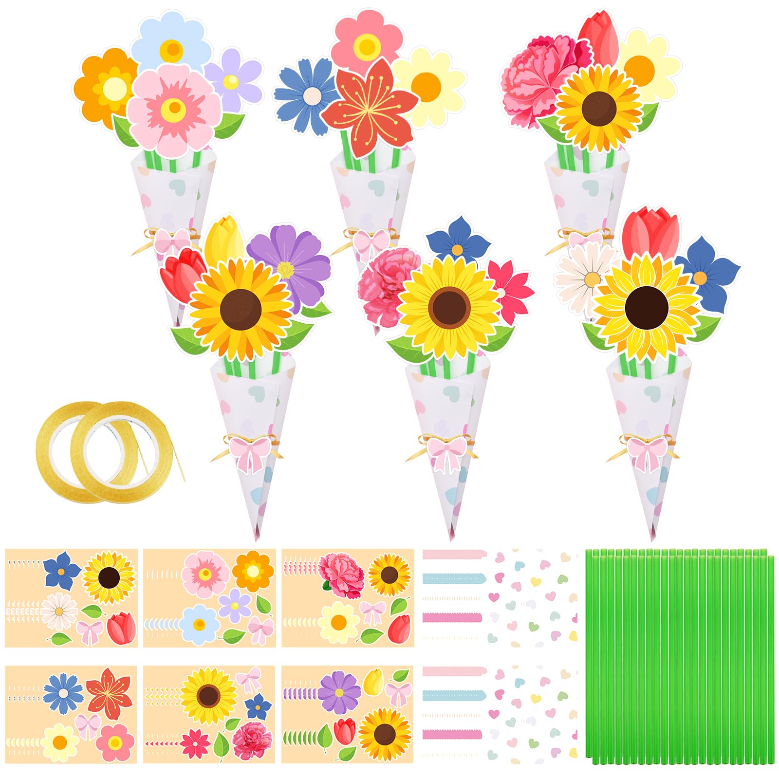 DIY Flower Bouquet Craft Kit Day Flower Paper Crafts For Kids Make Your ...