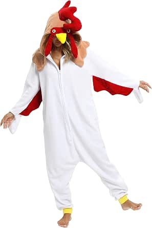 Amazon.com: Wishliker Adult Rooster Onesie Animal Pajamas Halloween ...