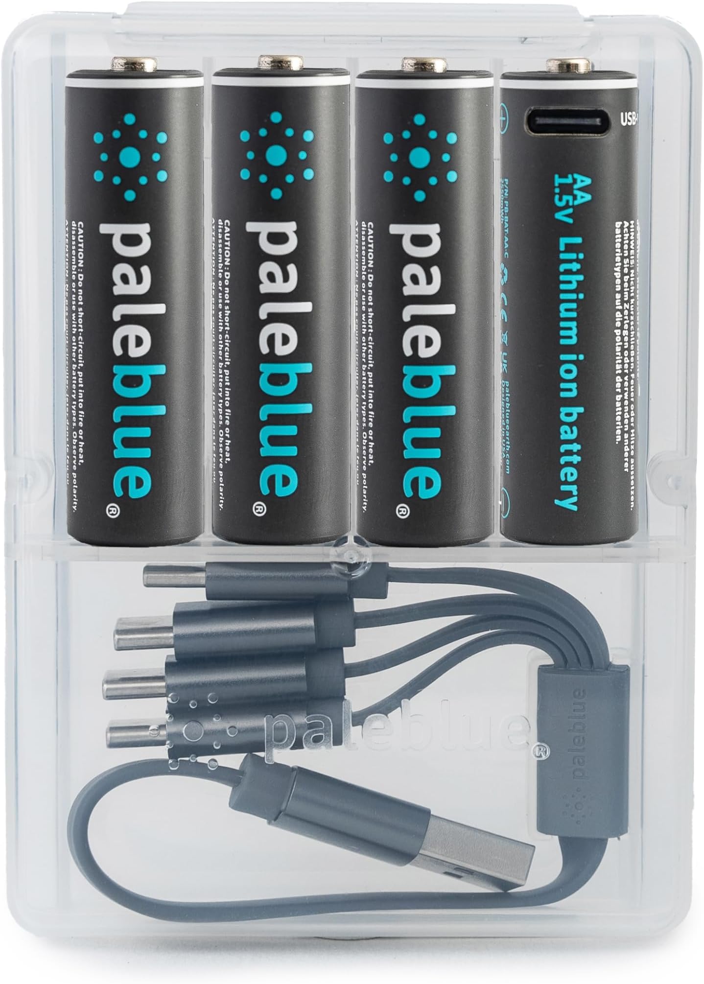 USB Rechargeable AA Batteries by Pale Blue, Lithium Ion 1.5V 1700mAh ...