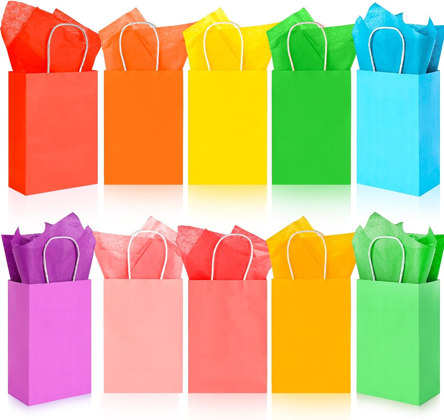 Amazon.com: Shindel 40PCS Rainbow Gift Bags with Handles, 5.5 x 7.9 x 2 ...