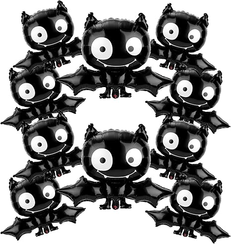 10pcs Halloween Bat Balloons, 28.34x23.62 Inch Large Bat Foil Balloons ...