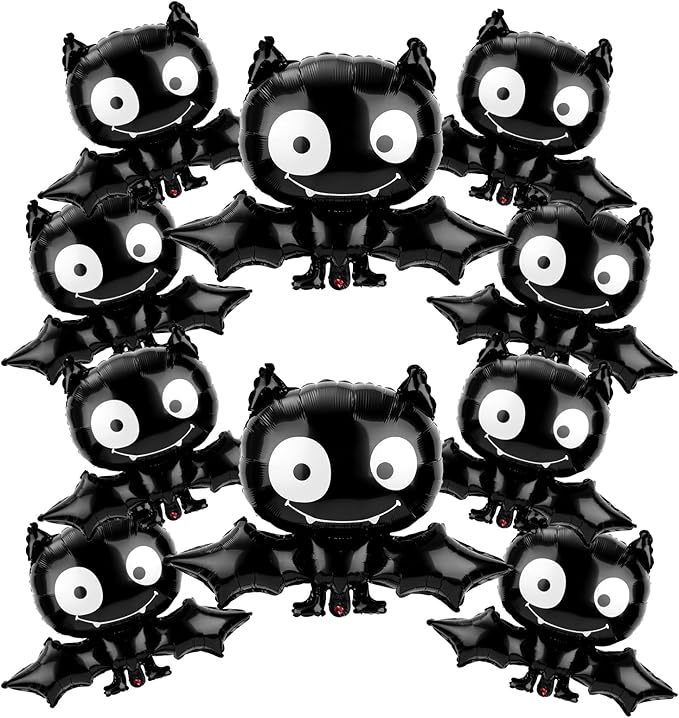10pcs Halloween Bat Balloons, 28.34x23.62 Inch Large Bat Foil Balloons ...