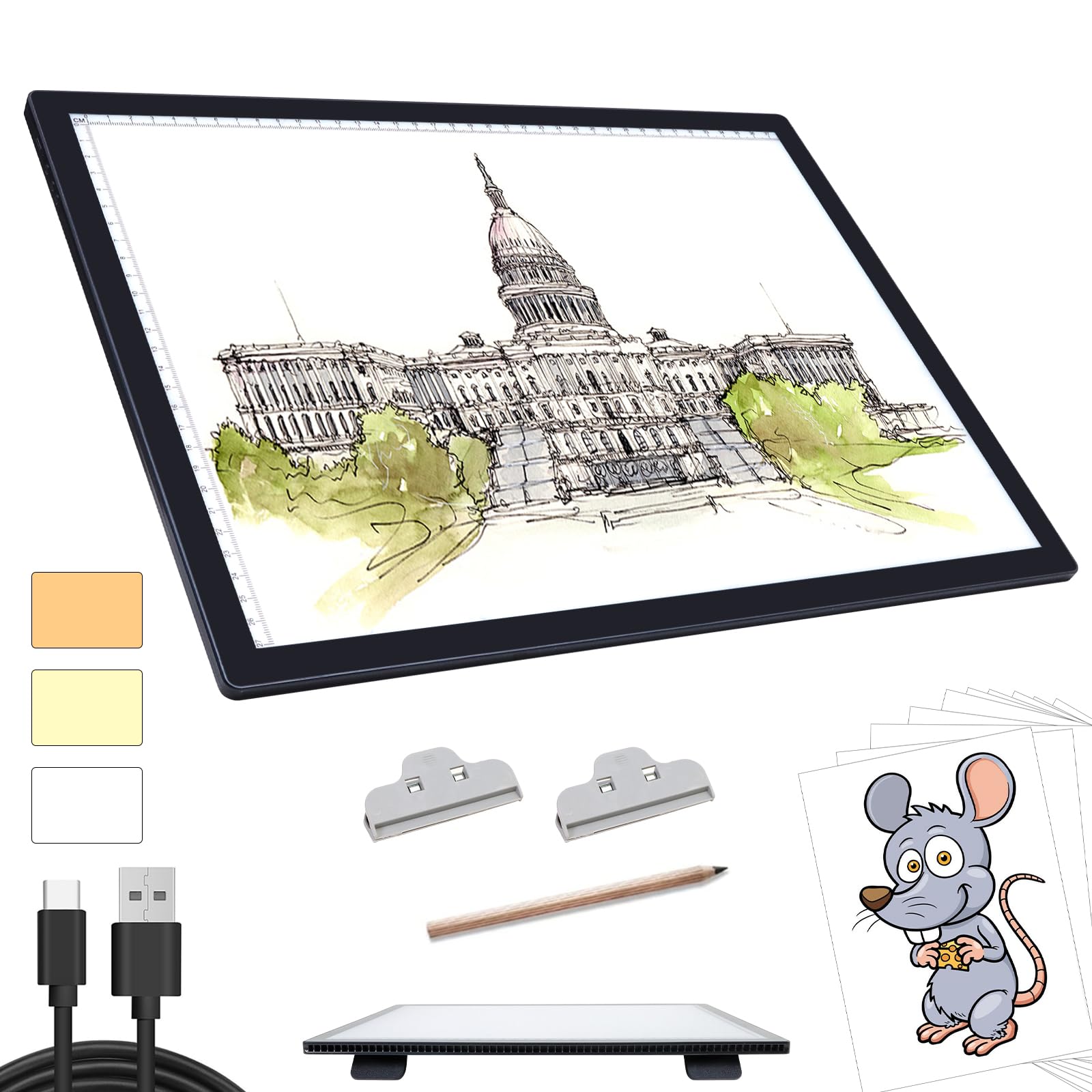 A3 Light Box for Drawing - Portable Battery Powered Light Pad, 3 ...