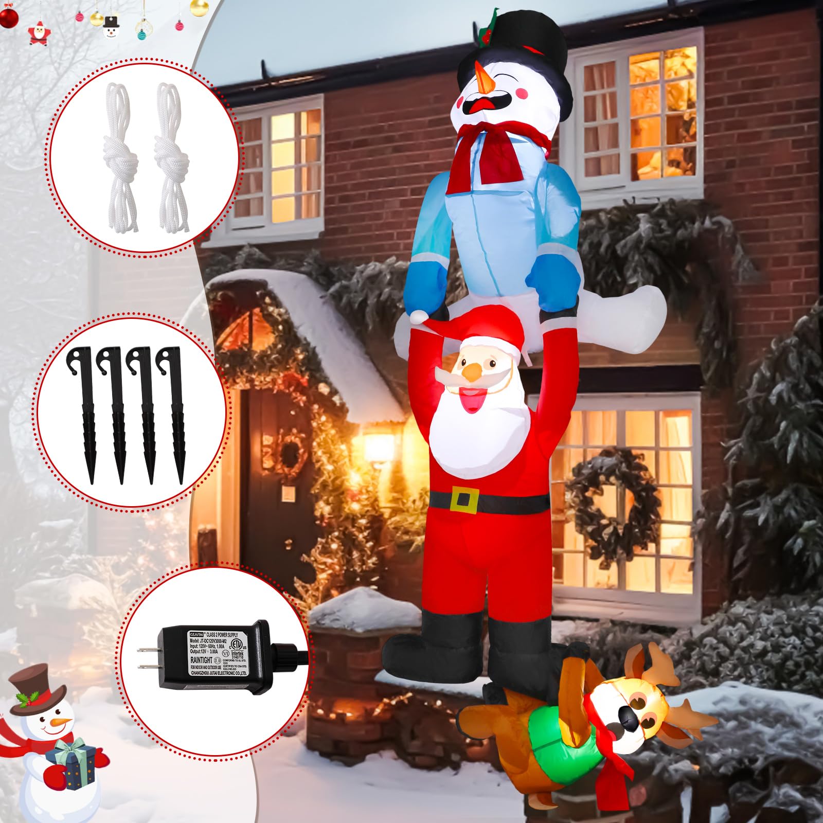 Snapklik.com : 8FT Christmas Inflatable Decoration Snowman Pulling ...