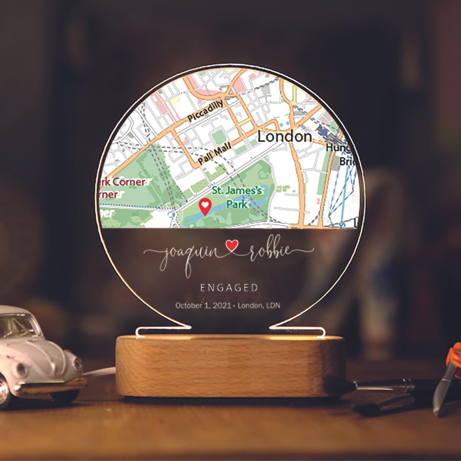 Amazon.com: MINIBON Ciustom Print Our First Date Map Plaque - Where We ...