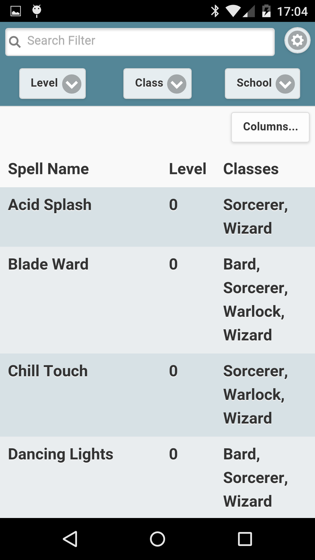 5th Edition Spell List - App on Amazon Appstore