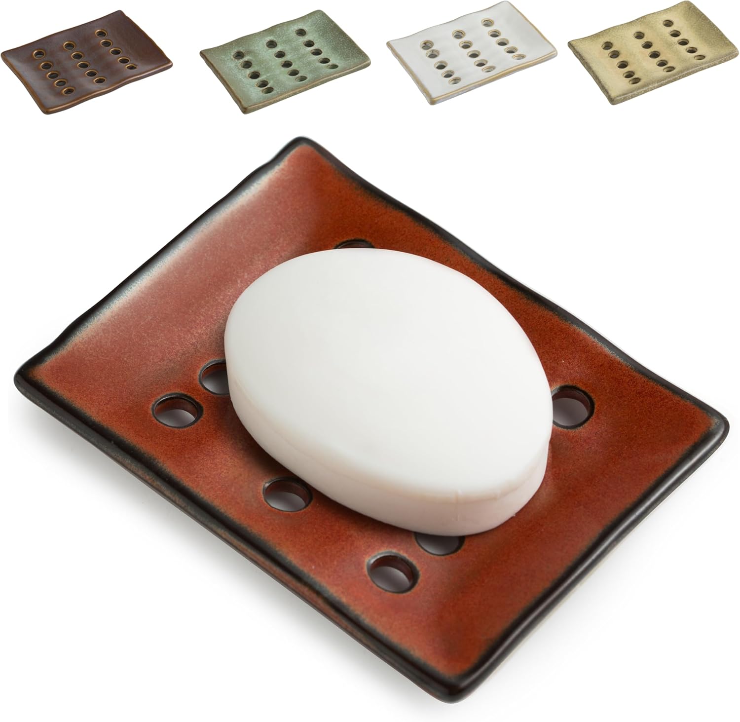 Amazon.com: Cormomu Soap Holder with Self Drain, Ceramic Soap Dishes ...