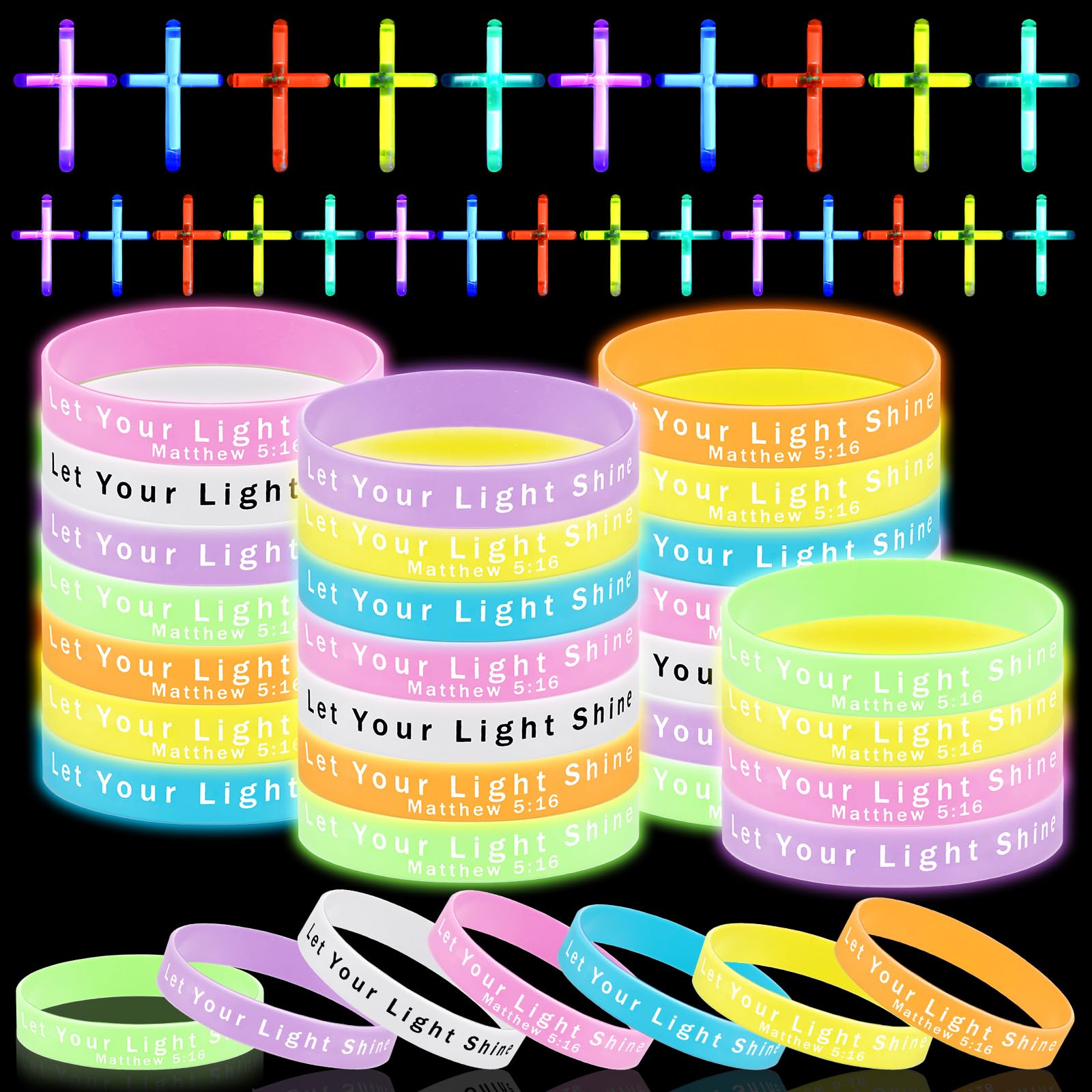 Amazon.com : ShinyRelief 50 Pcs Glow in the Dark Christian Party Favors ...