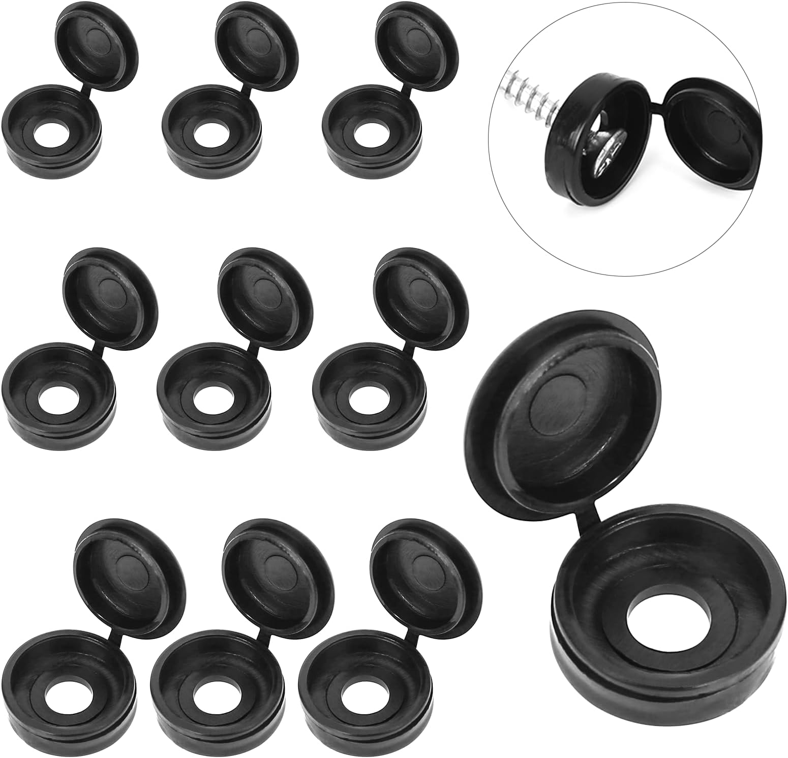 Amazon.com: HILLMAN 59052 Black Hinged Screw Covers (1/4") - 10 Pieces ...