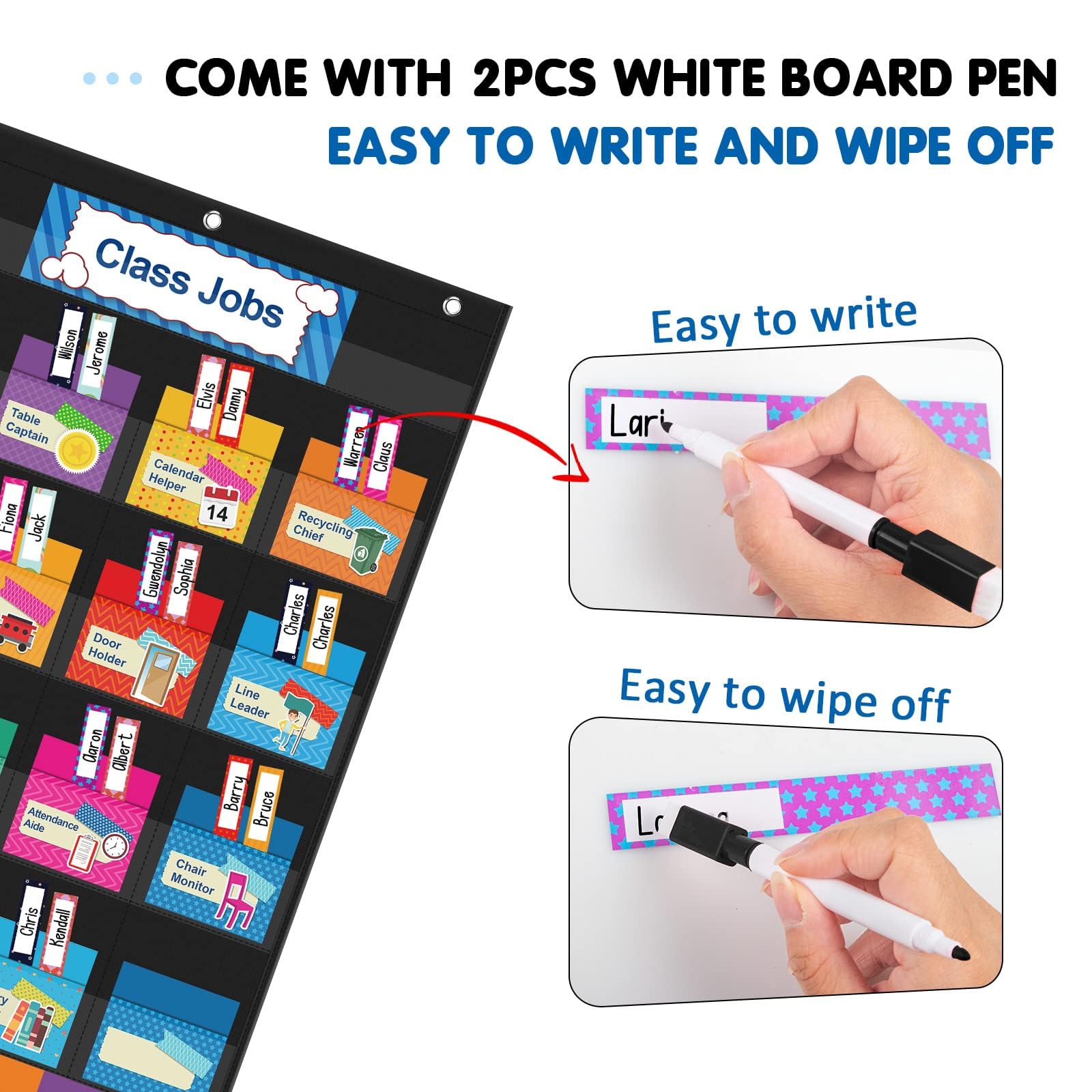 KIKIGOAL Class Jobs Pocket Chart Bulletin Board for School Classroom ...