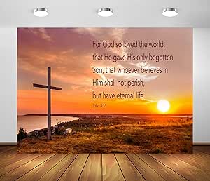 Amazon.com : BELECO 8x6ft Fabric Sunset Jesus Christ Cross Backdrop ...