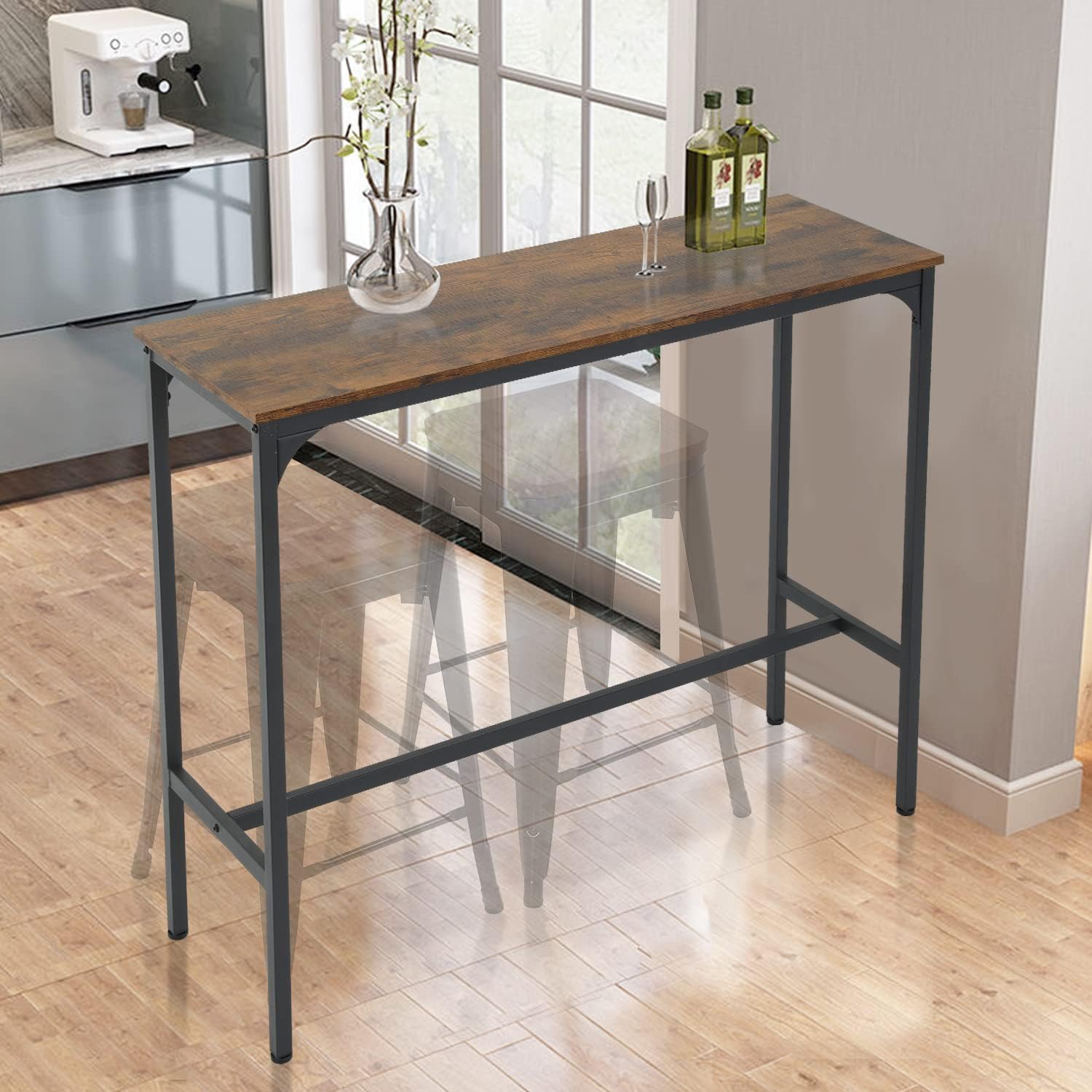 Amazon.com: GINMAON 47" Bar Table Pub High Table Sofa Table with Sturdy ...