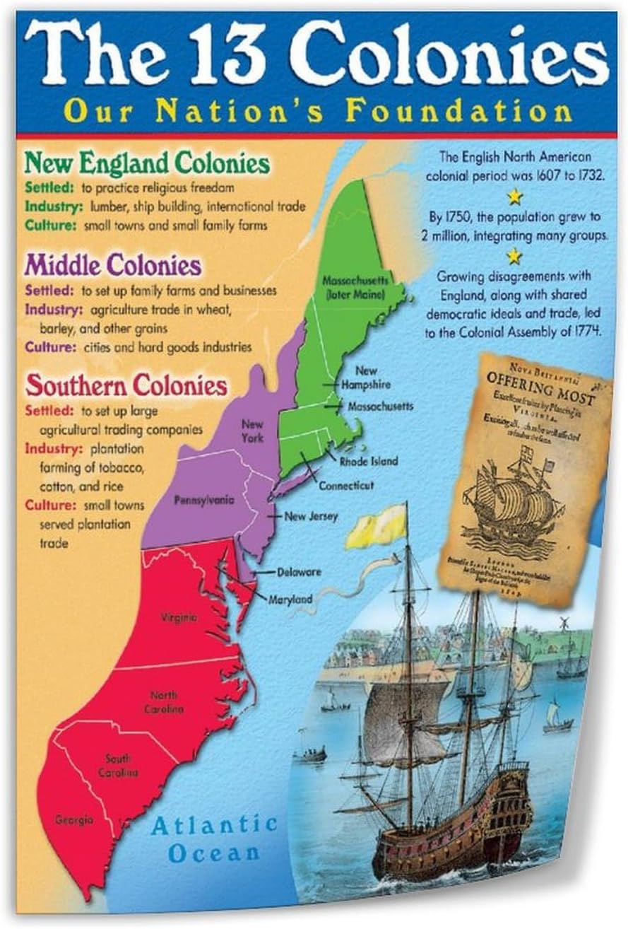 Amazon.com: WSCSRWTXWD 13 Colonies Science Poster Canvas Art Wall ...
