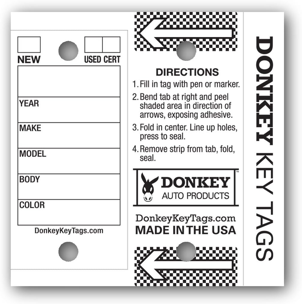 Amazon.com : Donkey Key Tags - Half Pack - Laminated Self-Protecting ...