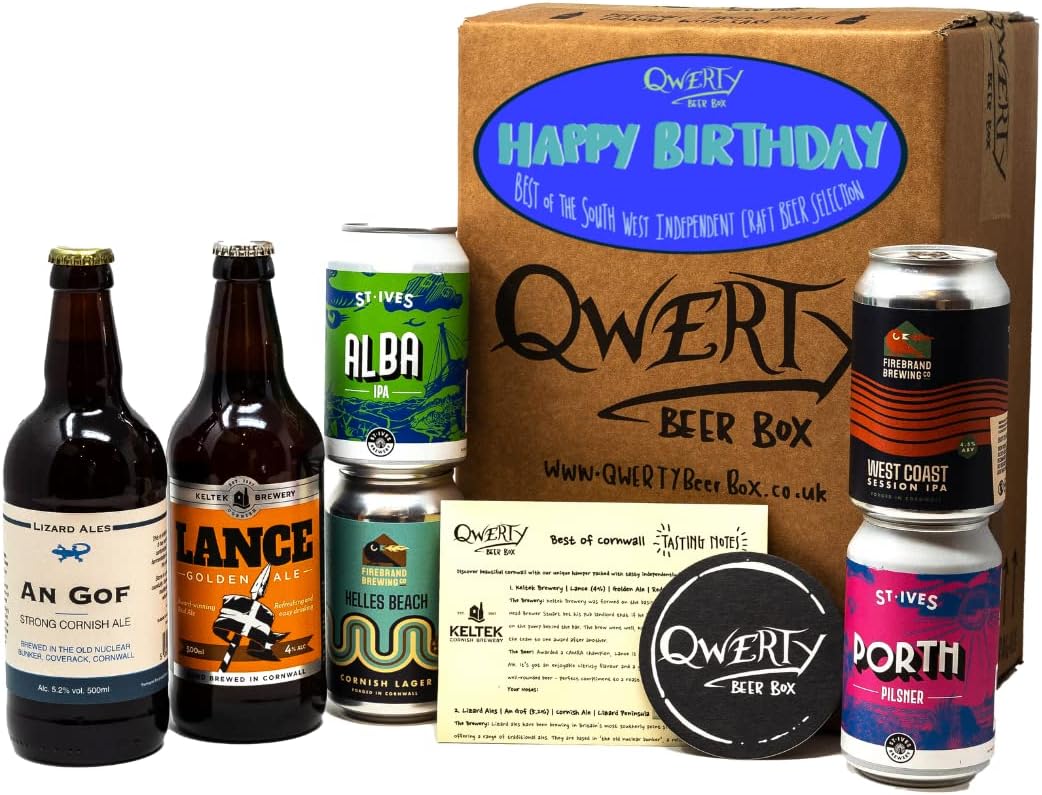 Cornish Craft Beer Happy Birthday Gift Hamper - 6 Independent Craft ...