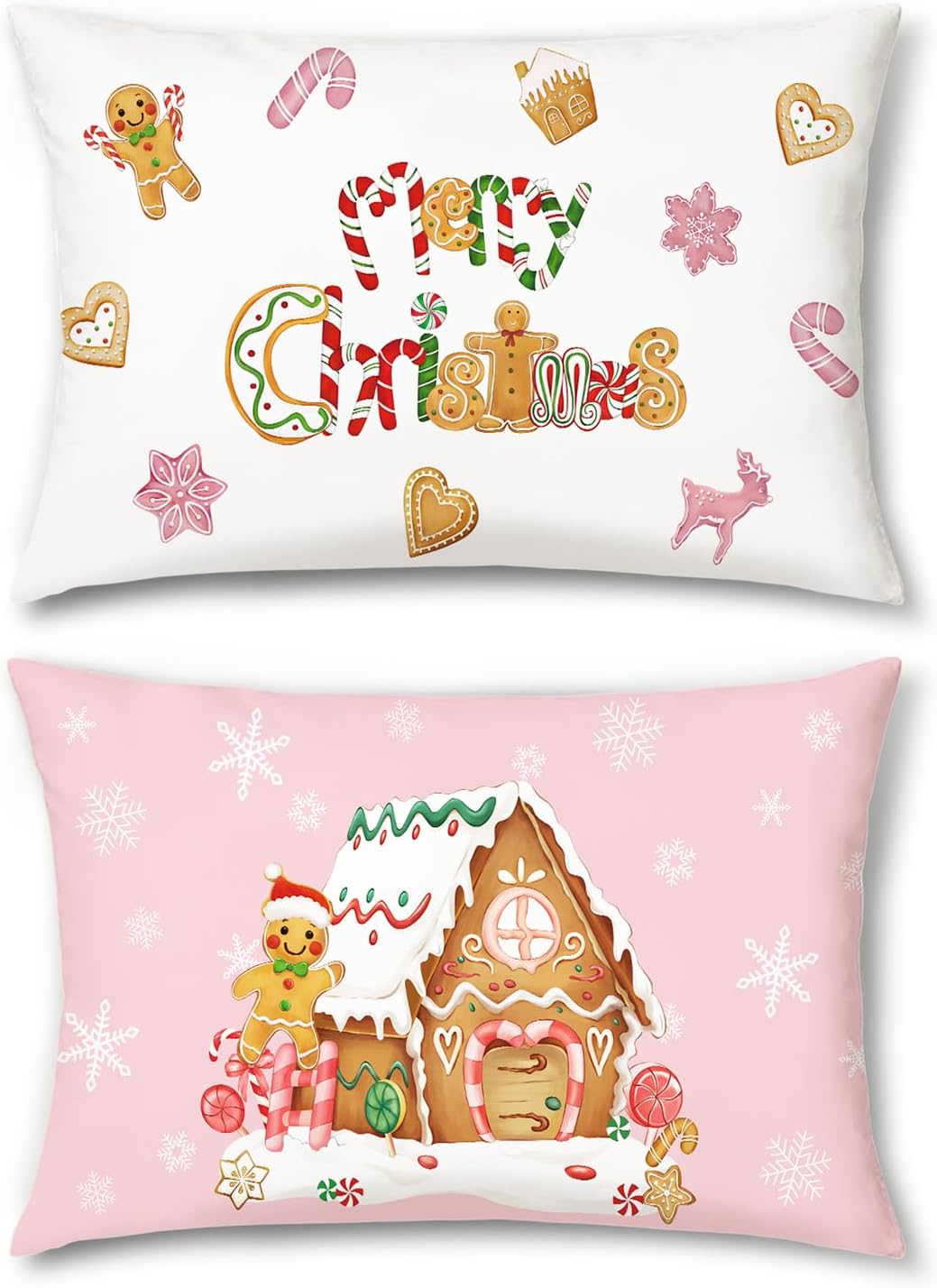Amazon.com: Bonhause Christmas Gingerbread Lumbar Pillow Covers 12 x 20 ...