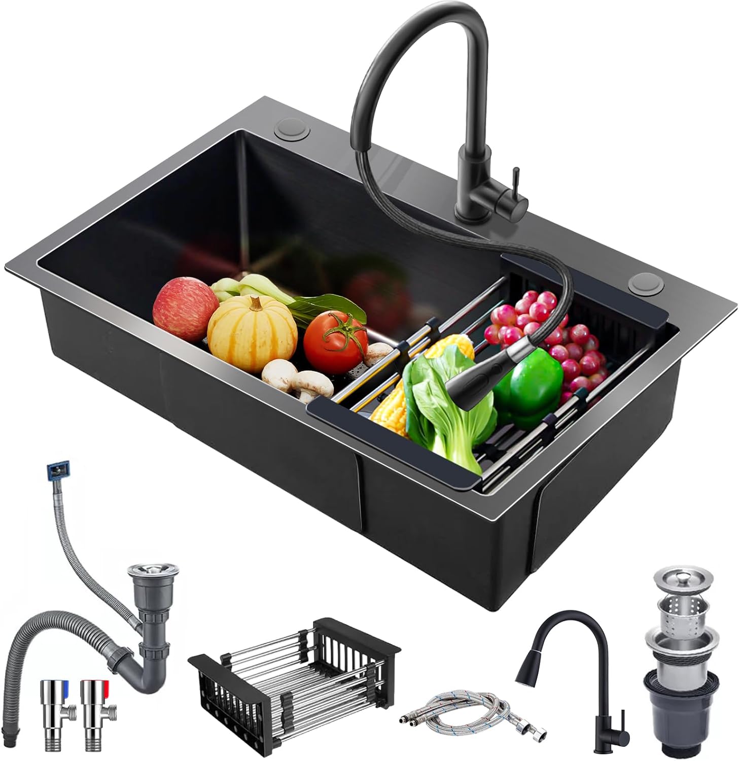 KACOTA Fregadero De Cocina,75x45x22cm,Tarjas para Cocina Acero ...