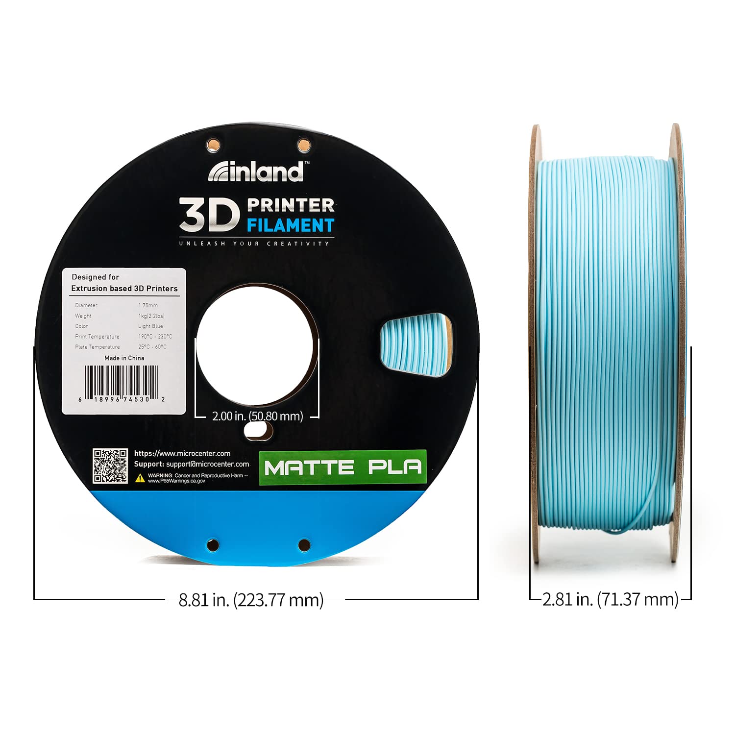 Snapklik.com : INLAND Micro Center Matte PLA 3D Printer Filament 1.75mm ...