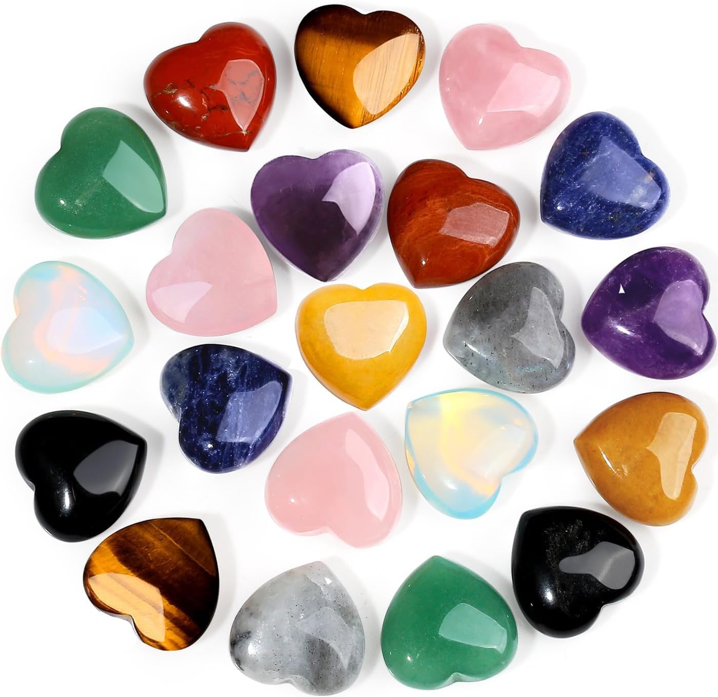 XIANNVXI 10 Pcs Natural Healing Crystals Heart Stones Crystals Set ...