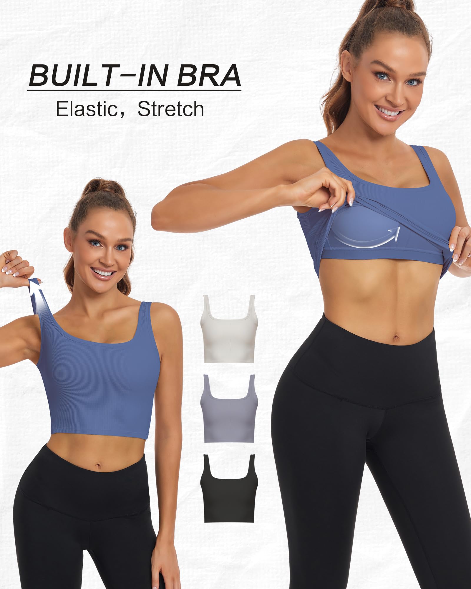 Snapklik.com : Womens Tank Tops Longline Wirefree Padded Medium Support ...