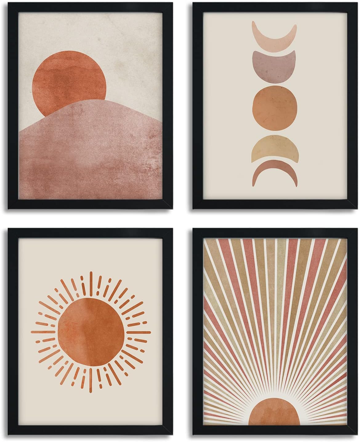 Amazon.com: Mid Century Bohemian Wall Art - Framed Boho Abstract ...